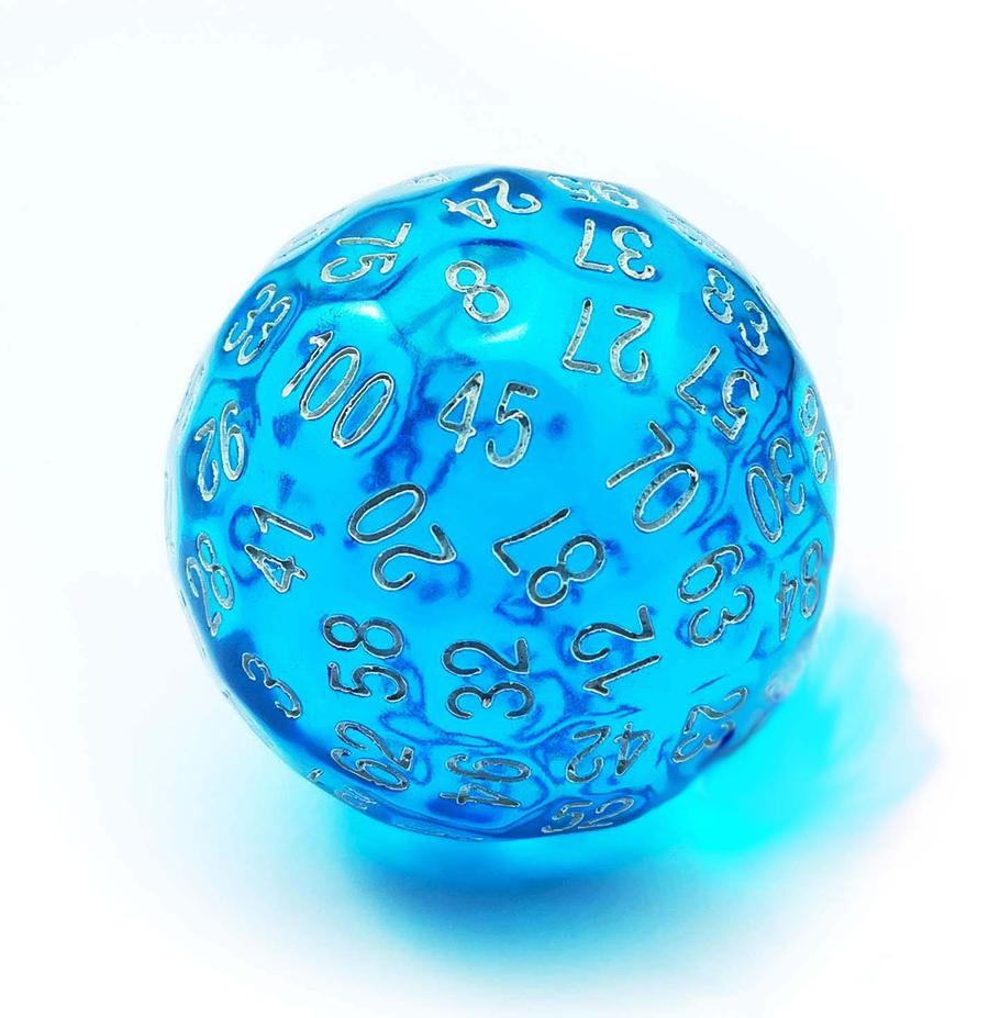 100 Sided Die - Translucent Blue D100 | Paladins Game Castle